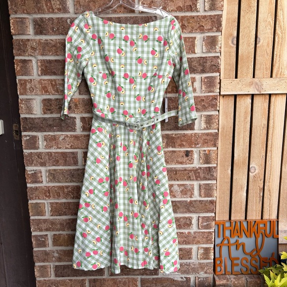 Unique Vintage | Dresses | Unique Vintage Green Peach Gingham Devon ...